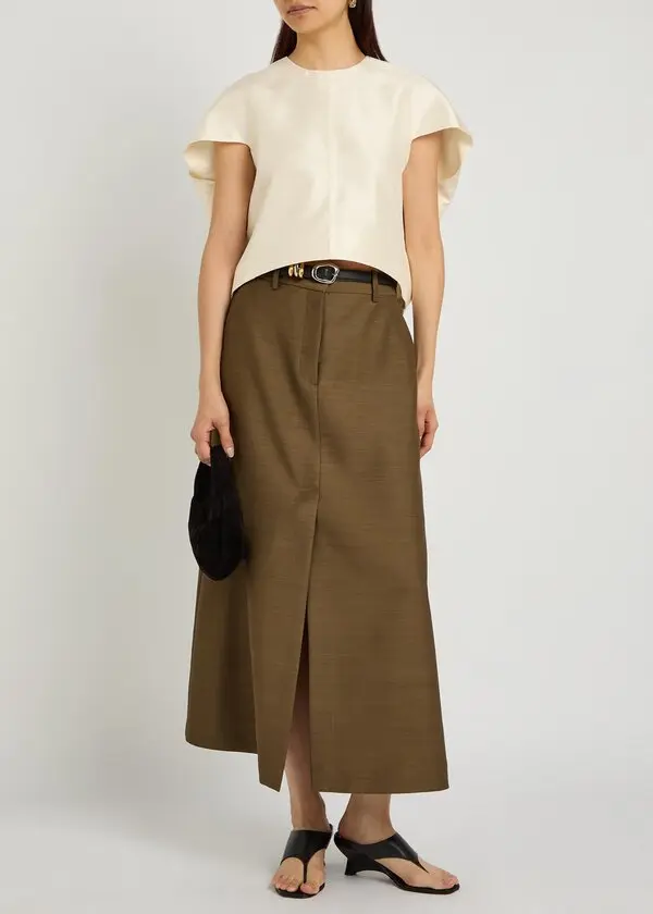 HEIRLOME Lulu Cropped Slubbed Silk Top
