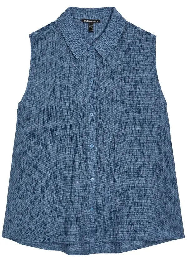 Eileen Fisher Sleeveless Crinkled Woven Shirt