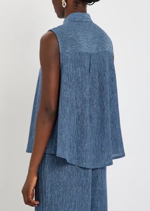 Eileen Fisher Sleeveless Crinkled Woven Shirt