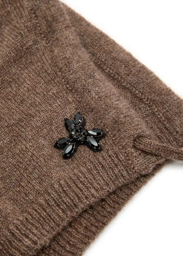Simone Rocha Floral Crystal-embellished Cashmere Bonnet