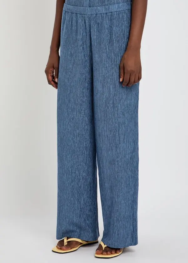 Eileen Fisher Crinkled Wide-leg Trousers