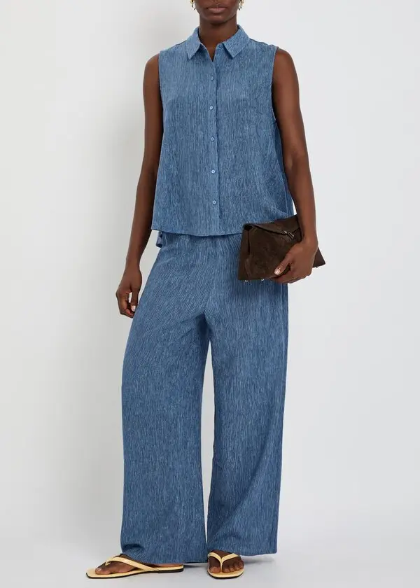 Eileen Fisher Crinkled Wide-leg Trousers