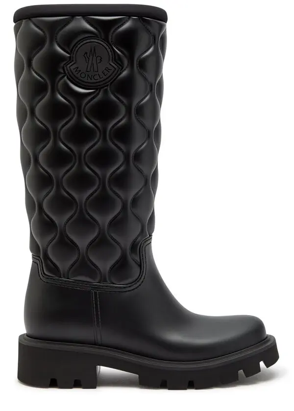 Moncler Kickstream High Quilted Rubber Wellington Boots - Black