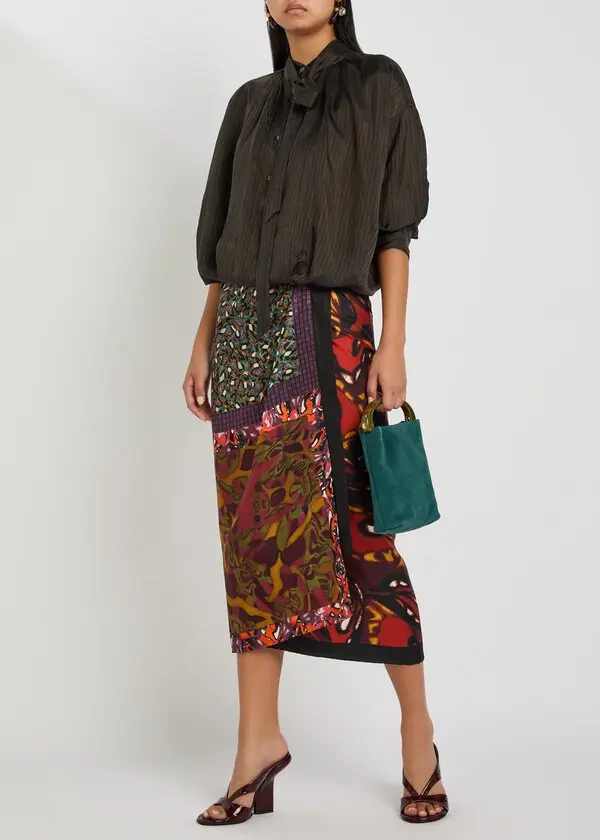 Dries Van Noten Cenvy Pinstriped Woven Blouse - Dark Brown