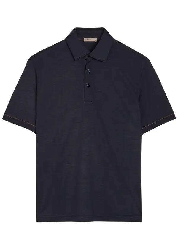 Herno Wool-jersey Polo Shirt - Navy