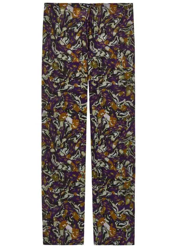 Dries Van Noten Pachas Printed Chiffon Trousers - Multicoloured