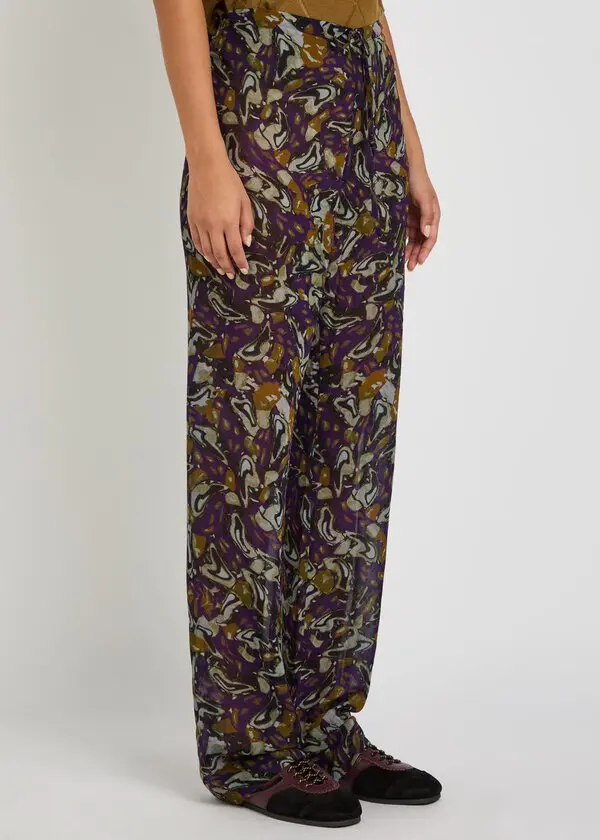 Dries Van Noten Pachas Printed Chiffon Trousers