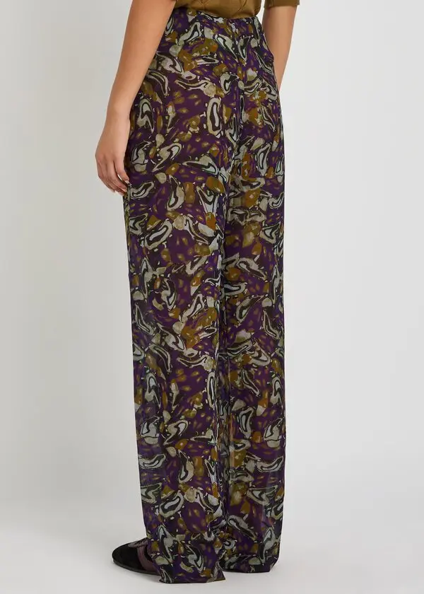 Dries Van Noten Pachas Printed Chiffon Trousers