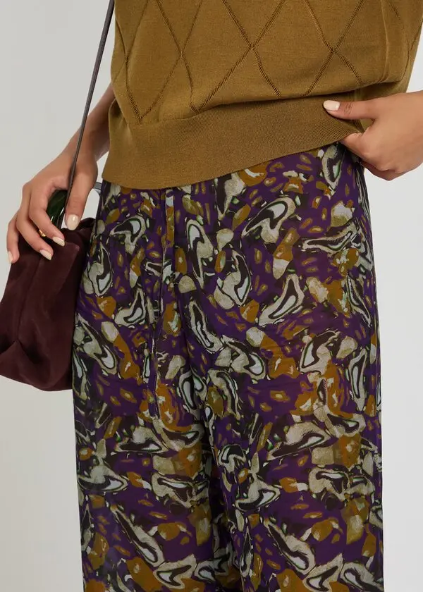 Dries Van Noten Pachas Printed Chiffon Trousers