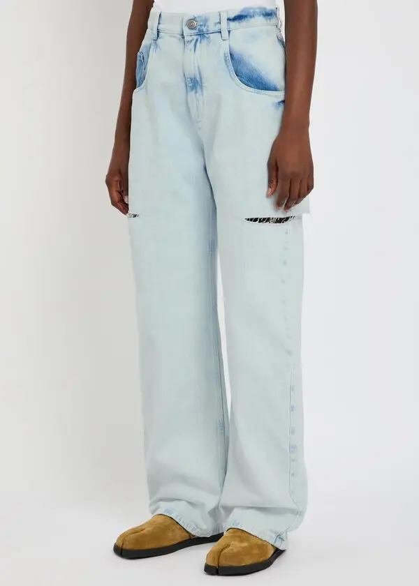 MAISON MARGIELA Cut-out Wide-leg Jeans - Light Blue