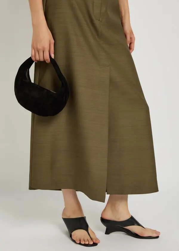 HEIRLOME Lara Wool And Silk-blend Midi Skirt