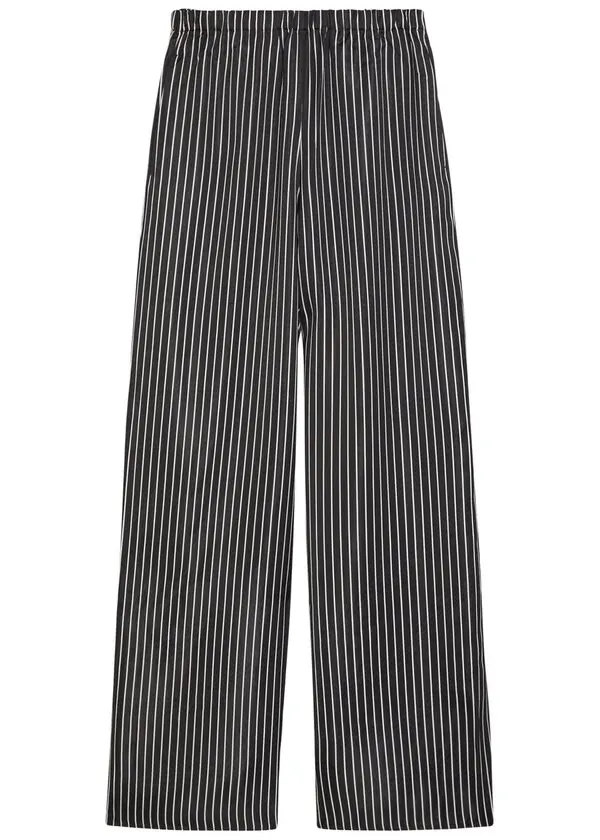 Maria Mcmanus Striped Wide-leg Satin Trousers - Black