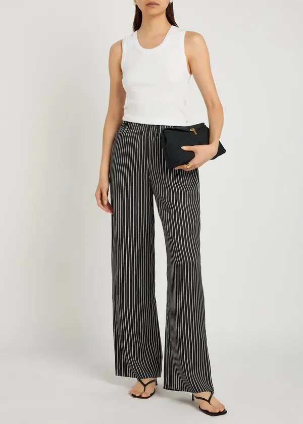 Maria Mcmanus Striped Wide-leg Satin Trousers