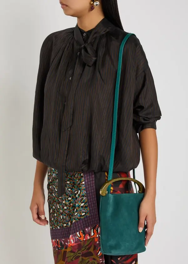 Dries Van Noten Suede Top Handle Bag