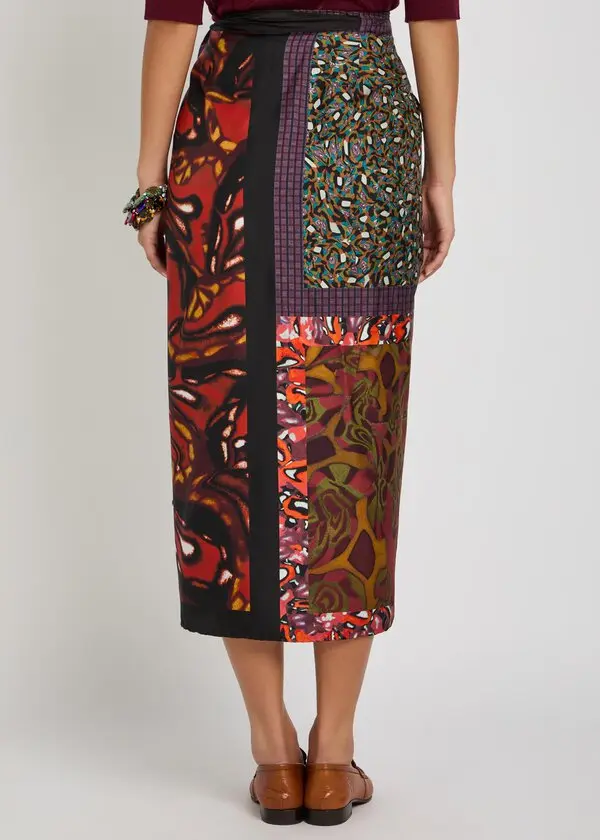 Dries Van Noten Scarfy Printed Silk Midi Wrap Skirt