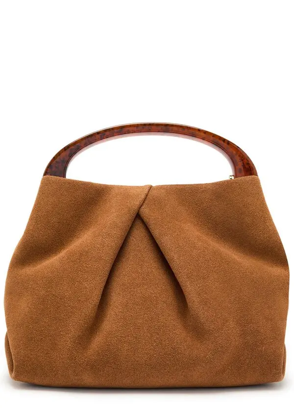 Dries Van Noten Crisp Suede Top Handle Bag - Tan
