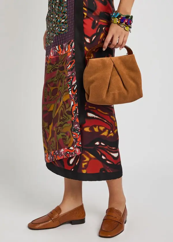 Dries Van Noten Crisp Suede Top Handle Bag