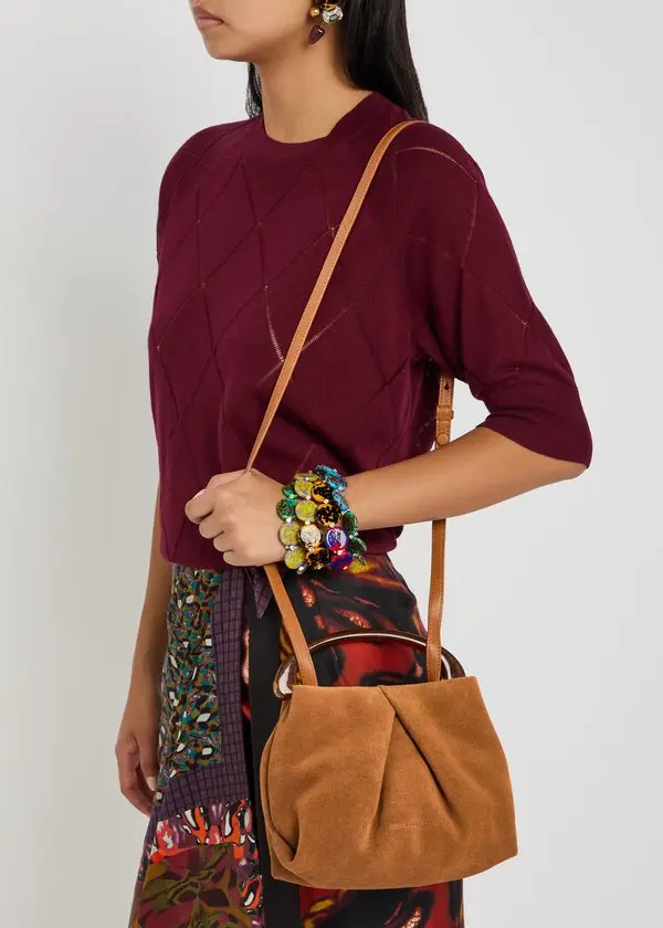 Dries Van Noten Crisp Suede Top Handle Bag