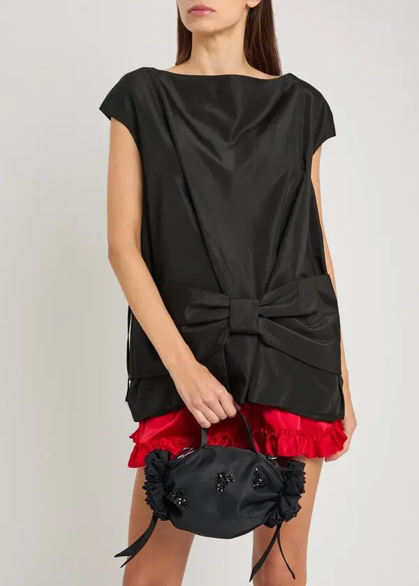 Simone Rocha Double Ribbon Rosette Mini Nylon Top Handle Bag