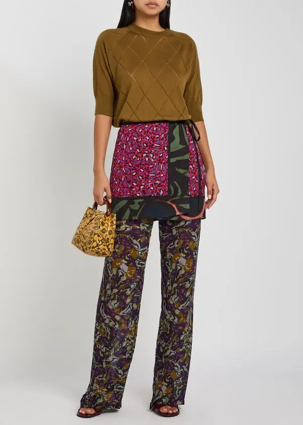 Dries Van Noten Gabrinas Printed Satin Mini Wrap Skirt - Multicoloured