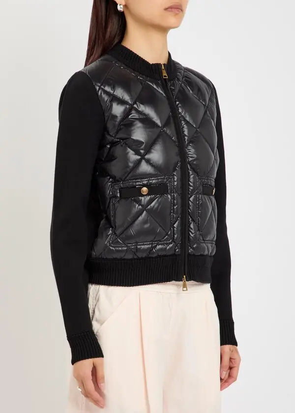 Moncler Quilted Cotton And Nylon Cardigan