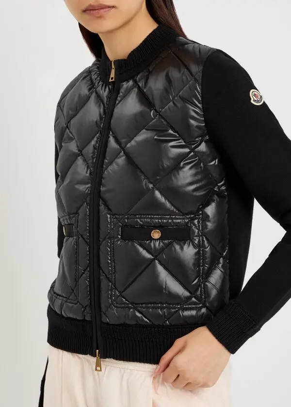 Moncler Quilted Cotton And Nylon Cardigan