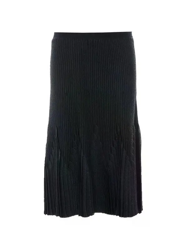 Elisabetta Franchi Pleated Knitted Midi Skirt - Black