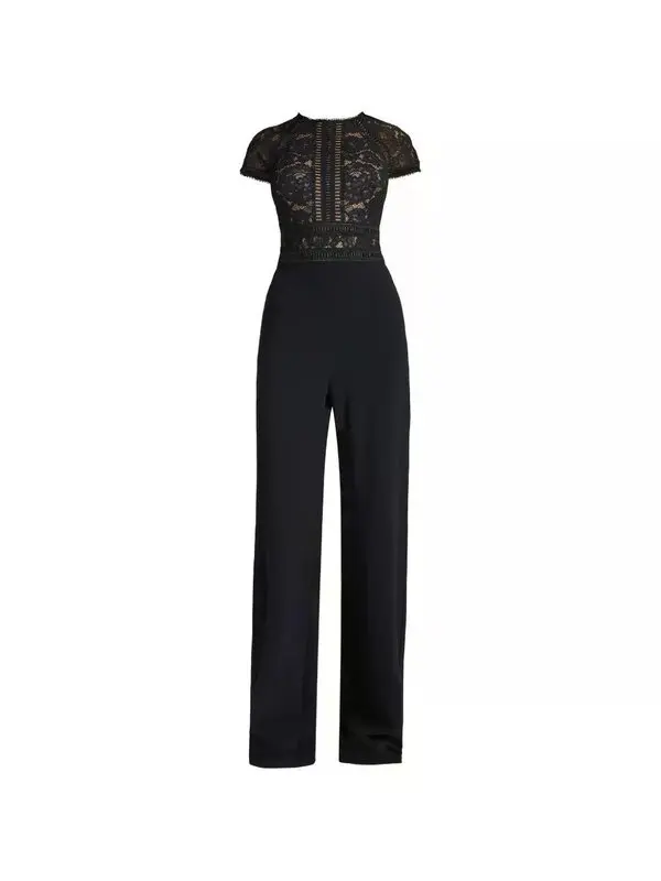 Tadashi Shoji Cyran Lace-panelled Jumpsuit - Black
