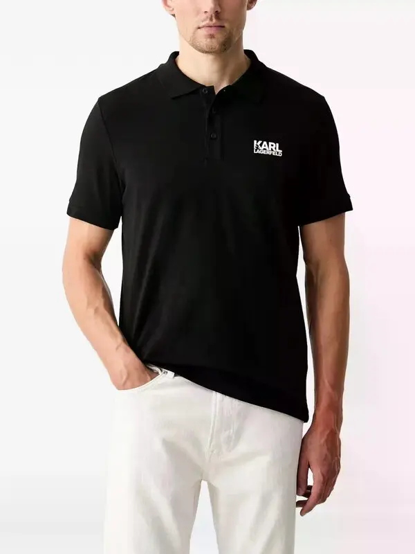 Karl Lagerfeld Logo-print Short-sleeve Polo Shirt - Black