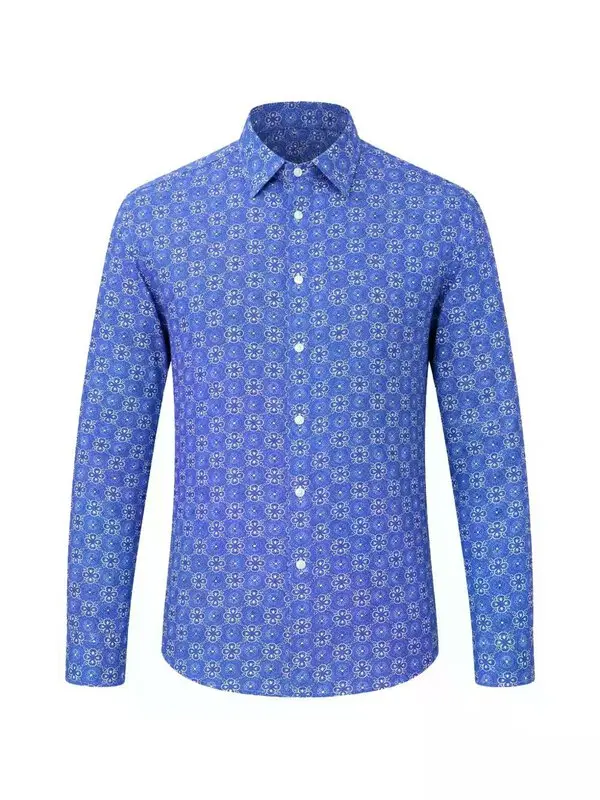 PENINSULA SWIMWEAR Bolgheri Geometric-print Shirt - Blue