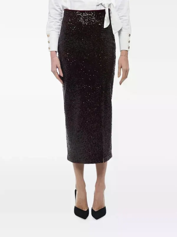 IN THE MOOD FOR LOVE Sequin-embellished Midi Skirt - Red