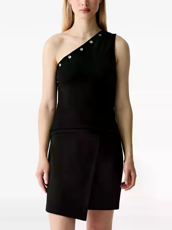 Karl Lagerfeld Eyelet-embellished One-shoulder Top - Black