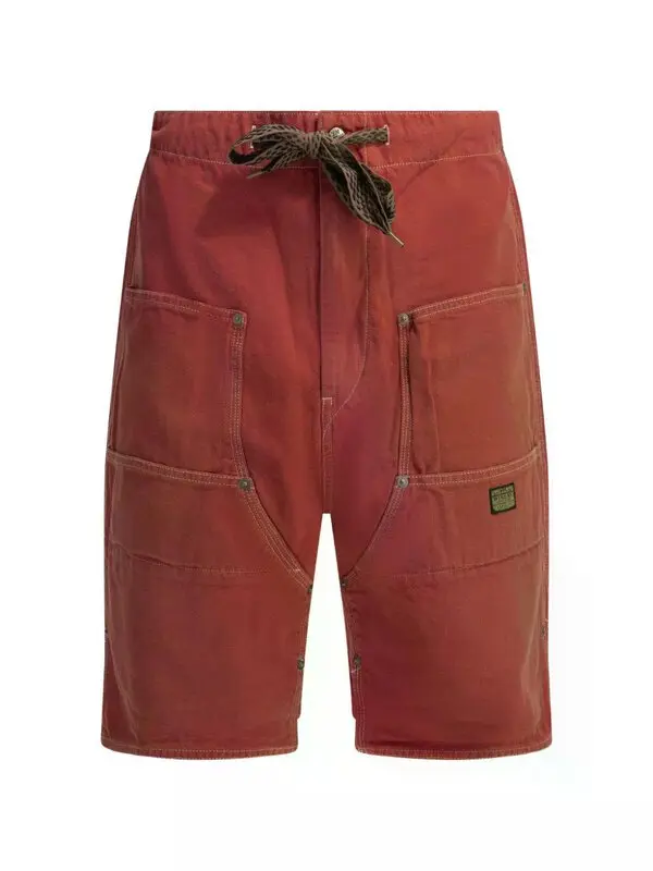 Kapital Contrast-stitch Multi-pocket Shorts - Red