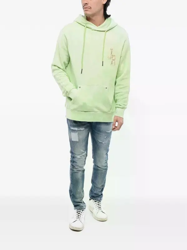 John Richmond Embroidered Logo Brushed Hoodie - Green