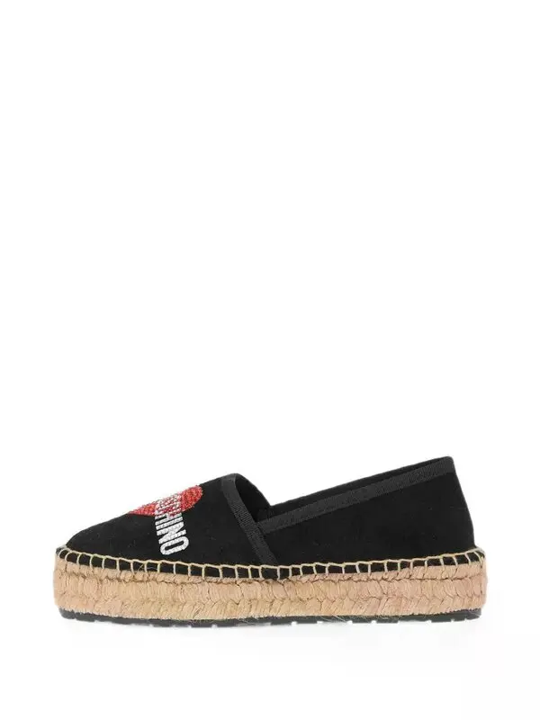 Moschino Rhinestone-logo Platform Espadrilles - Black
