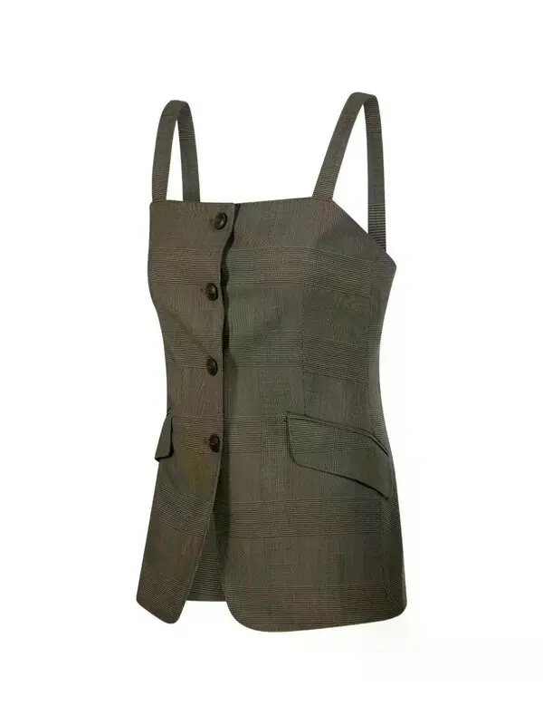 Max Mara Bacca Check-pattern Button-front Top