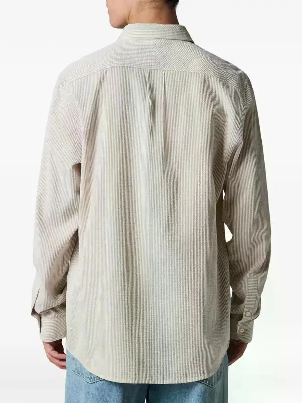Paul Smith Regular-fit Taupe Textured-stripe Shirt
