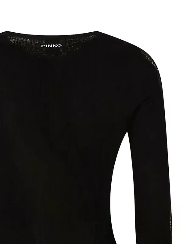 Pinko Ribbed-knit Lace-trimmed Sweater - Black