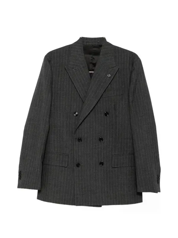 LARDINI Pinstripe-pattern Double-breasted Blazer - Grey