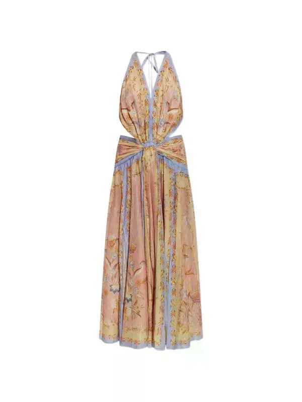 Zimmermann Floral-print Halterneck Maxi Dress - Pink