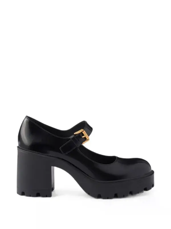 Prada Brushed Leather Pumps - Black