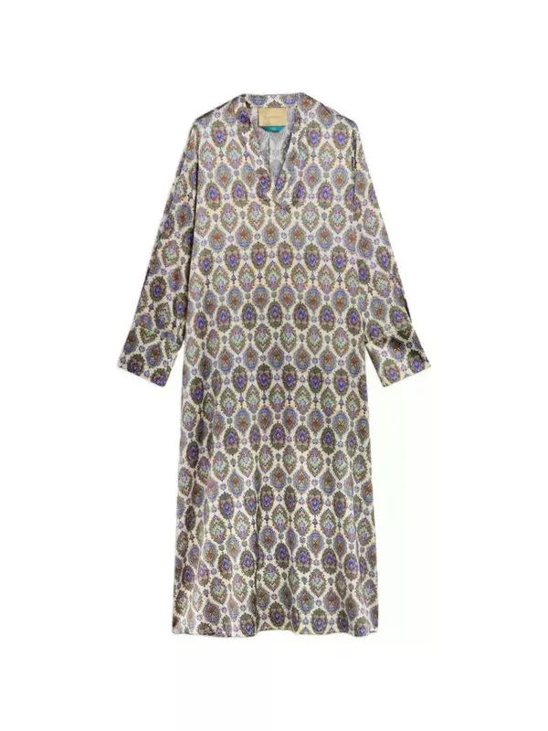 Momoni Amara Printed Satin Midi Dress - White