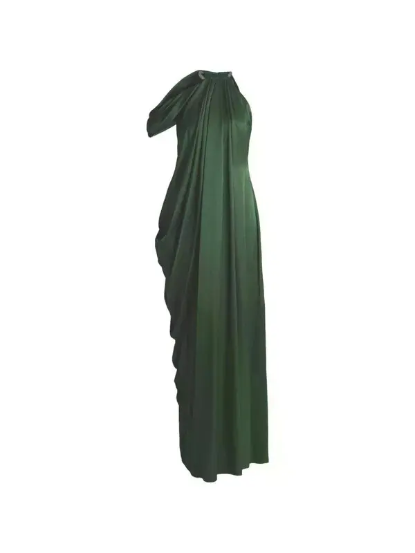 Erdem Seersucker Draped Gown - Green
