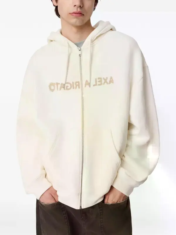 Axel Arigato Rhys Logo-embroidered Zip-up Hoodie - Neutrals