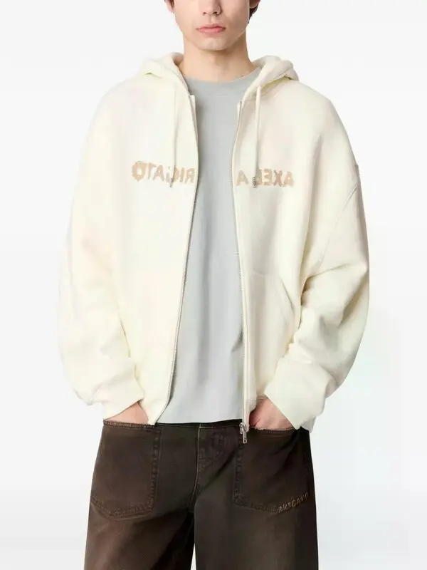 Axel Arigato Rhys Logo-embroidered Zip-up Hoodie - Neutrals