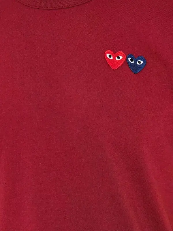 Play Comme Des Garcon Play Double Heart-patch T-shirt - Red