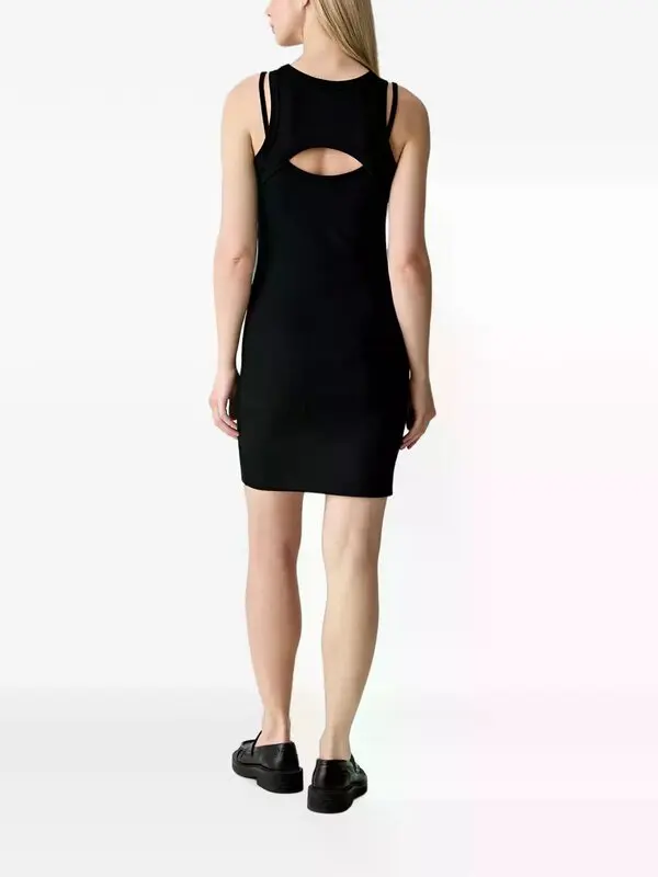 Karl Lagerfeld Cut-out Logo-embroidered Mini Dress - Black