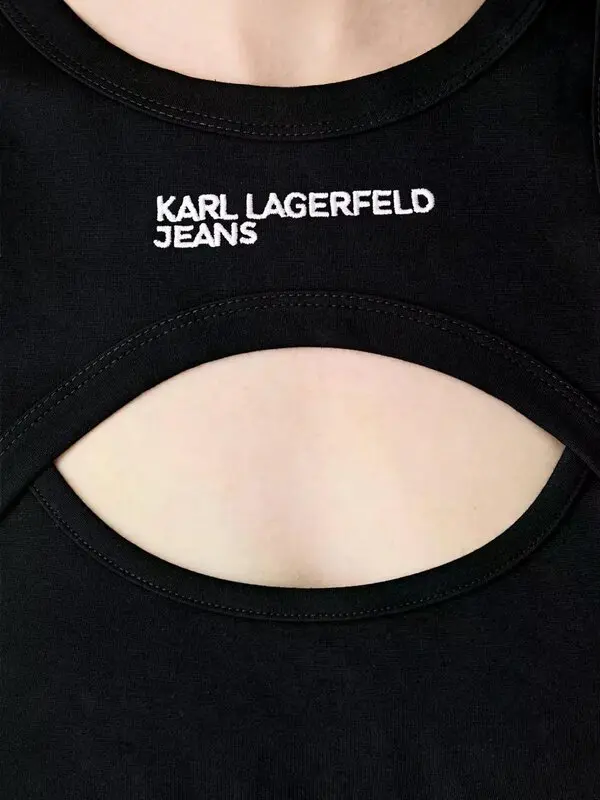 Karl Lagerfeld Cut-out Logo-embroidered Mini Dress