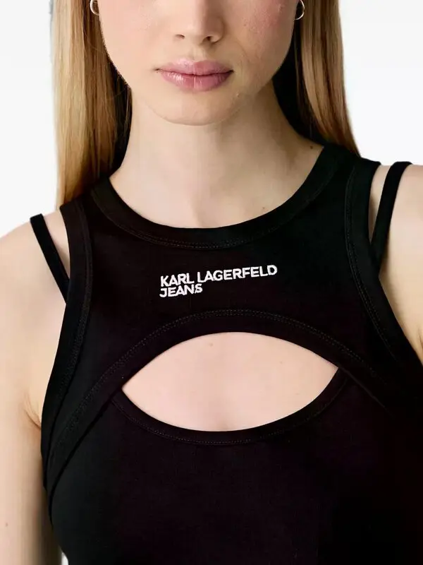 Karl Lagerfeld Cut-out Logo-embroidered Mini Dress
