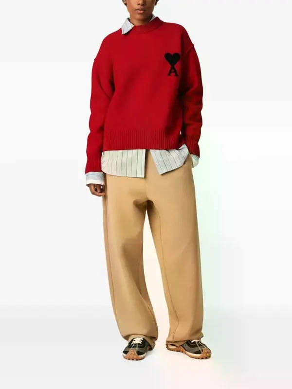 AMI Paris Crew-neck Wool Sweater With De Coeur